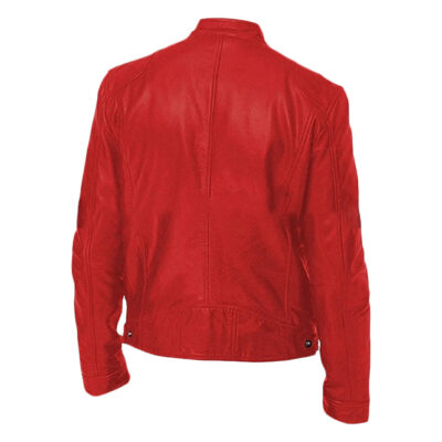 Cafe Racer Red Motorcycle Leather Jacket - FJM